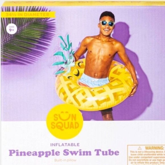 Sun Squad | Other | Inflatable Pineapple Swim Tube Pool Float Sun Squad Nib | Poshmark